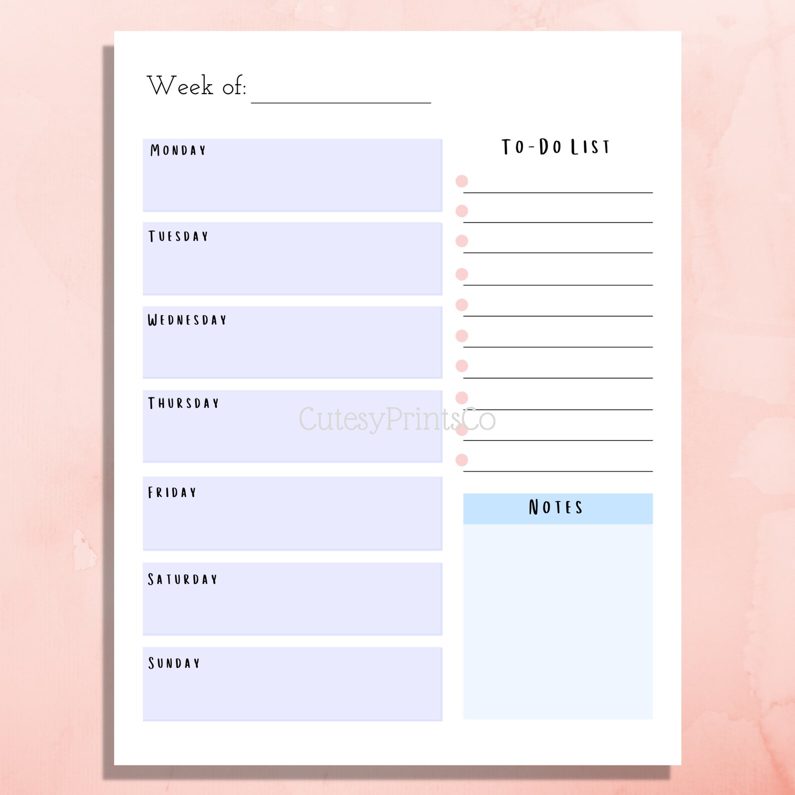 Daily Schedule Printable, Weekly Planner Printable, to Do List Planner ...