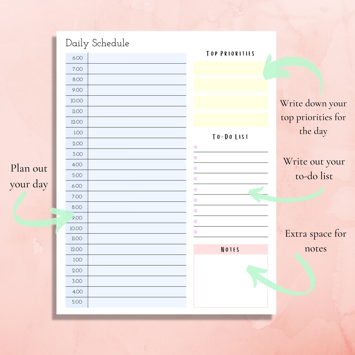 Daily Schedule Printable, Weekly Planner Printable, to Do List Planner ...