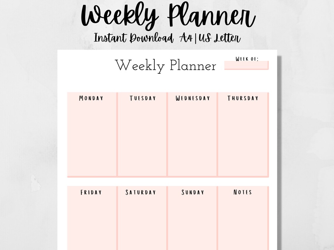 Weekly Planner Printable Vertical, Weekly Planner Template, Blank ...
