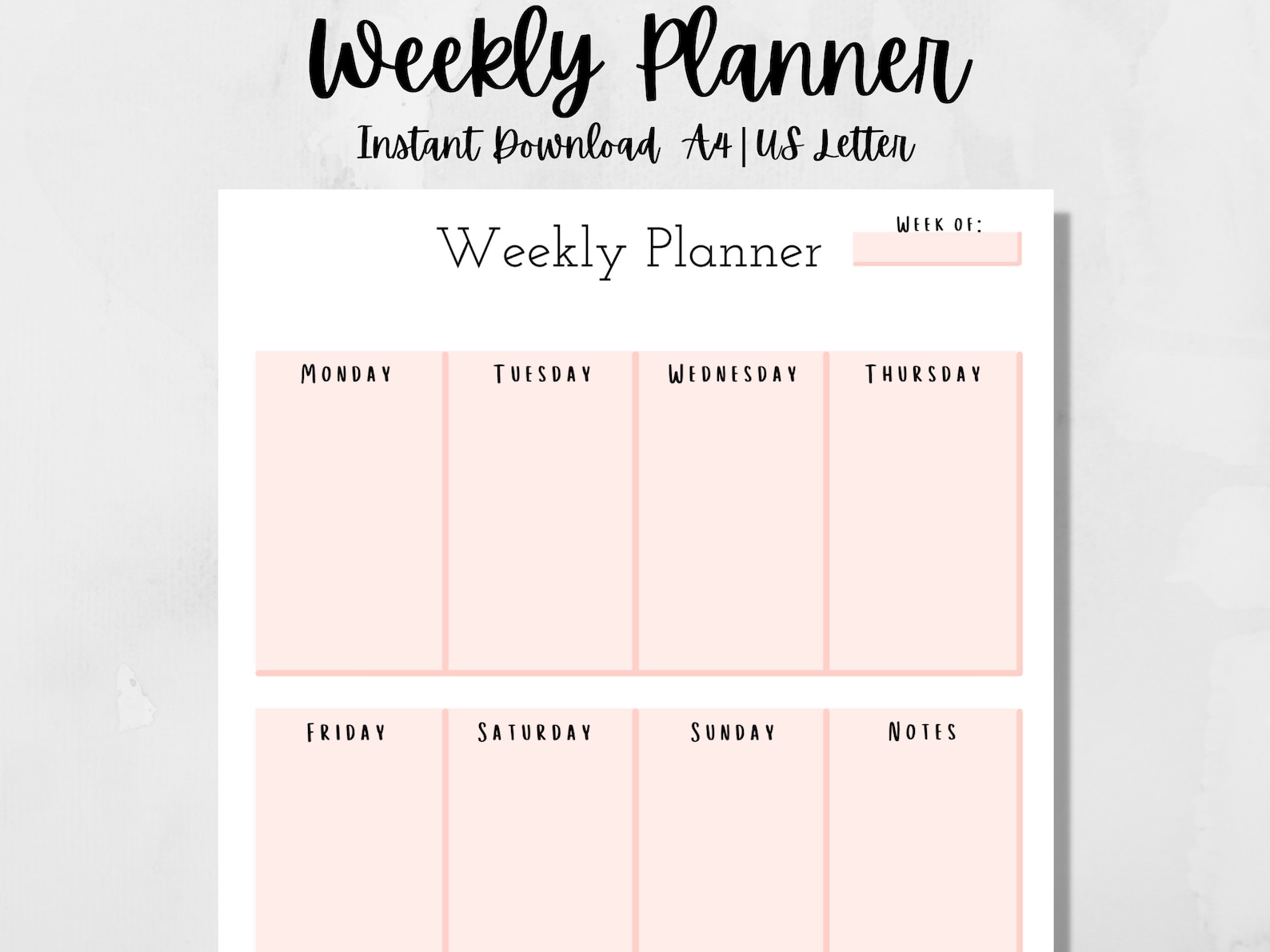 Weekly Planner Printable Vertical, Weekly Planner Template, Blank ...