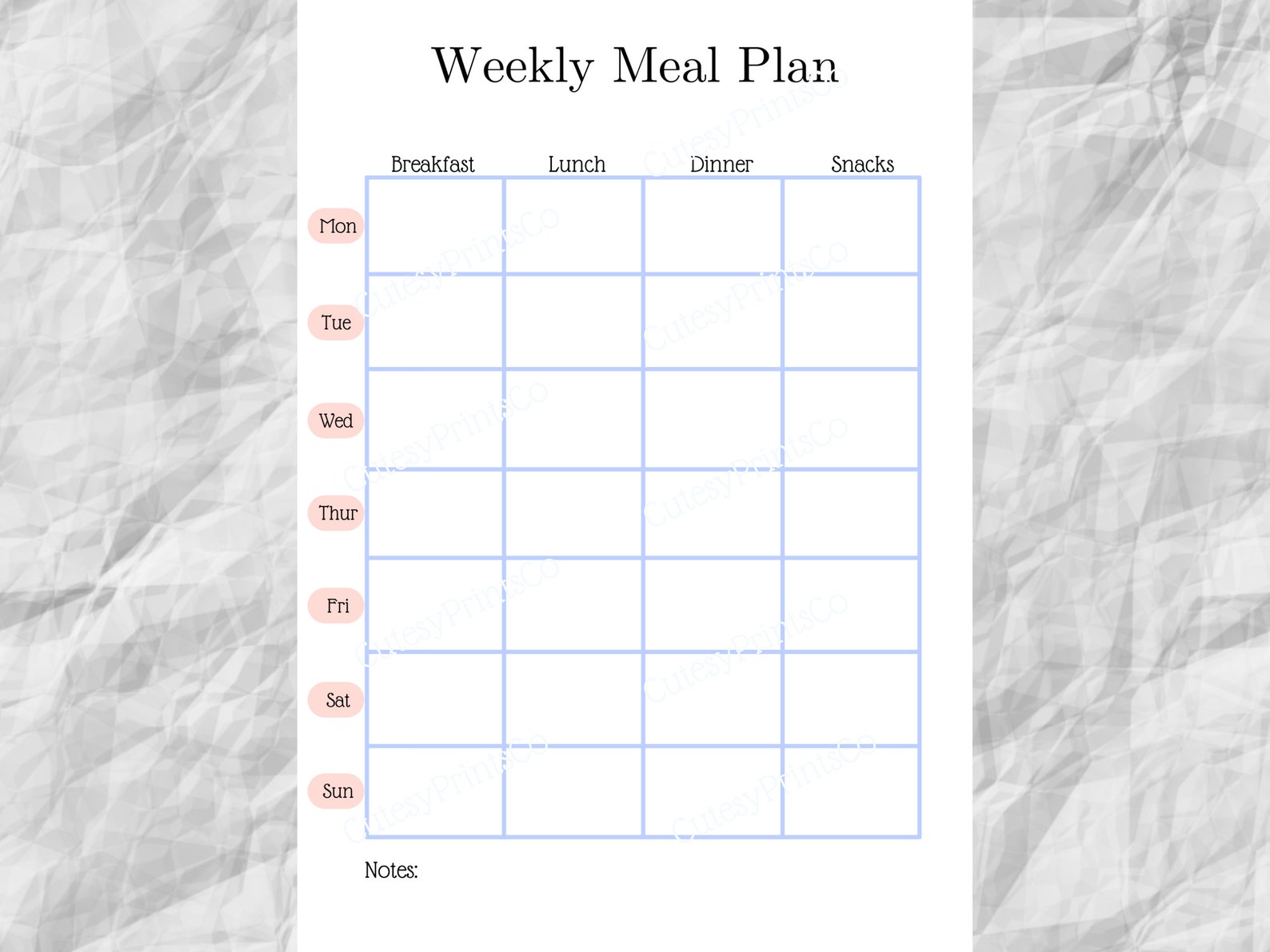 Weekly Meal Planner Meal Planner Printable Health Planner | Etsy