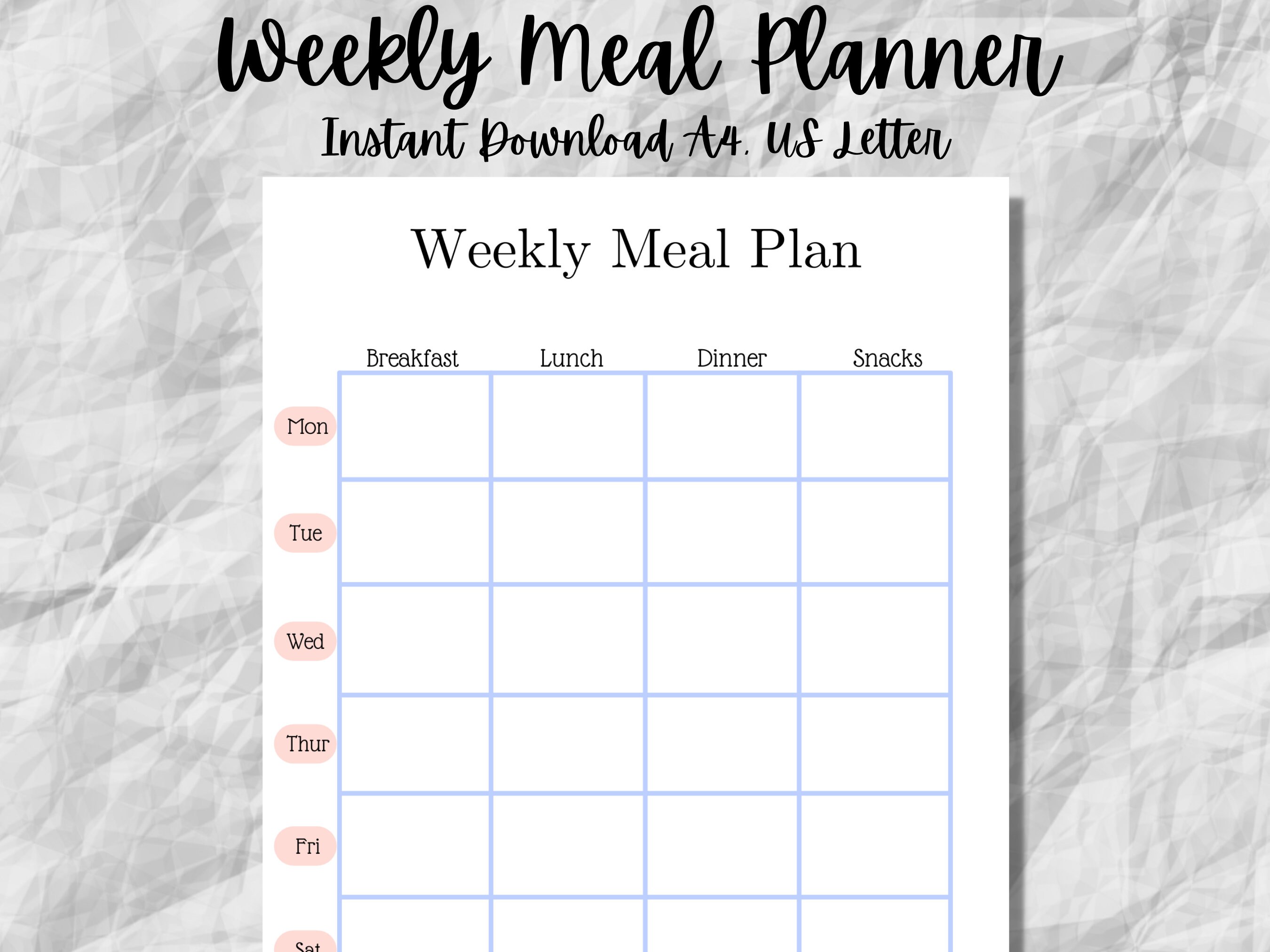 Weekly Meal Planner Meal Planner Printable Health Planner | Etsy