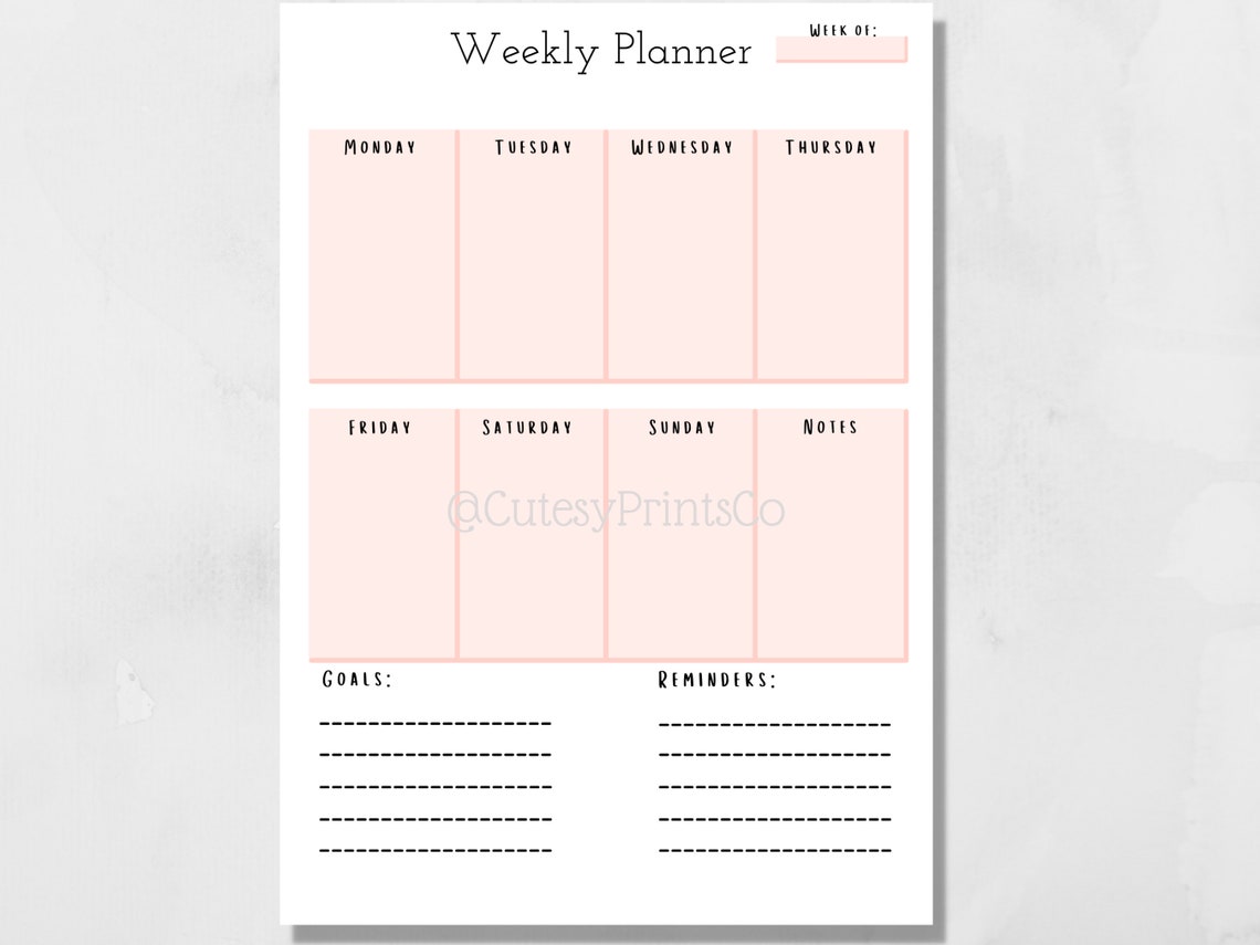 Weekly Planner Printable Vertical, Weekly Planner Template, Blank ...