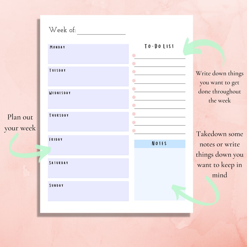 Daily Schedule Printable, Weekly Planner Printable, to Do List Planner ...