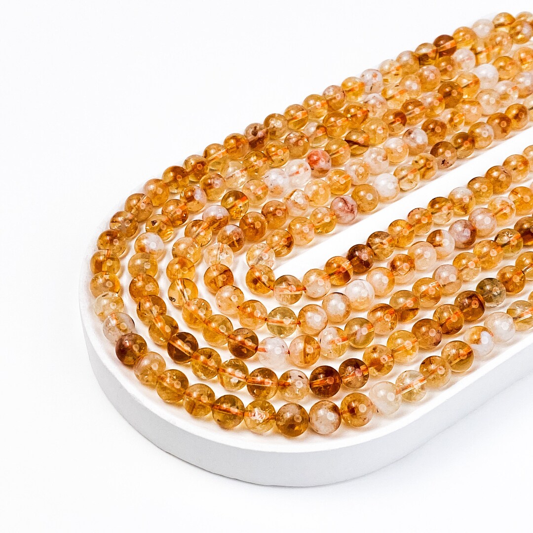 8mm Diameter Shiny Round Citrine Beads Vibrant and Eye-catching ...