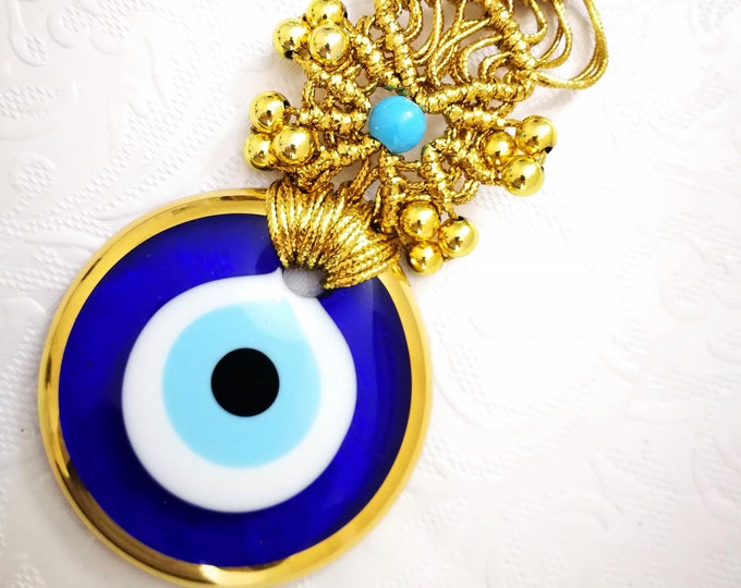 Golden Trim Evil Eye With Macrame Wall Hanging,mal De Ojo,wall Decor ...
