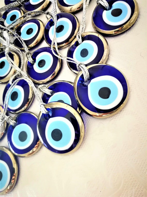 100 Pcs Silver Rim Evil Eye Favorsgreek | Etsy