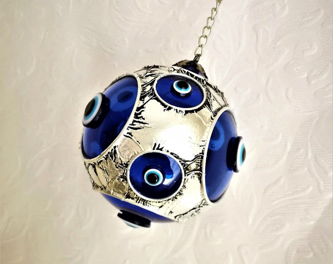 Silver Foil Evil Eye Ball | Turkish Nazar Amulet | Evil Eye Wall Decor ...