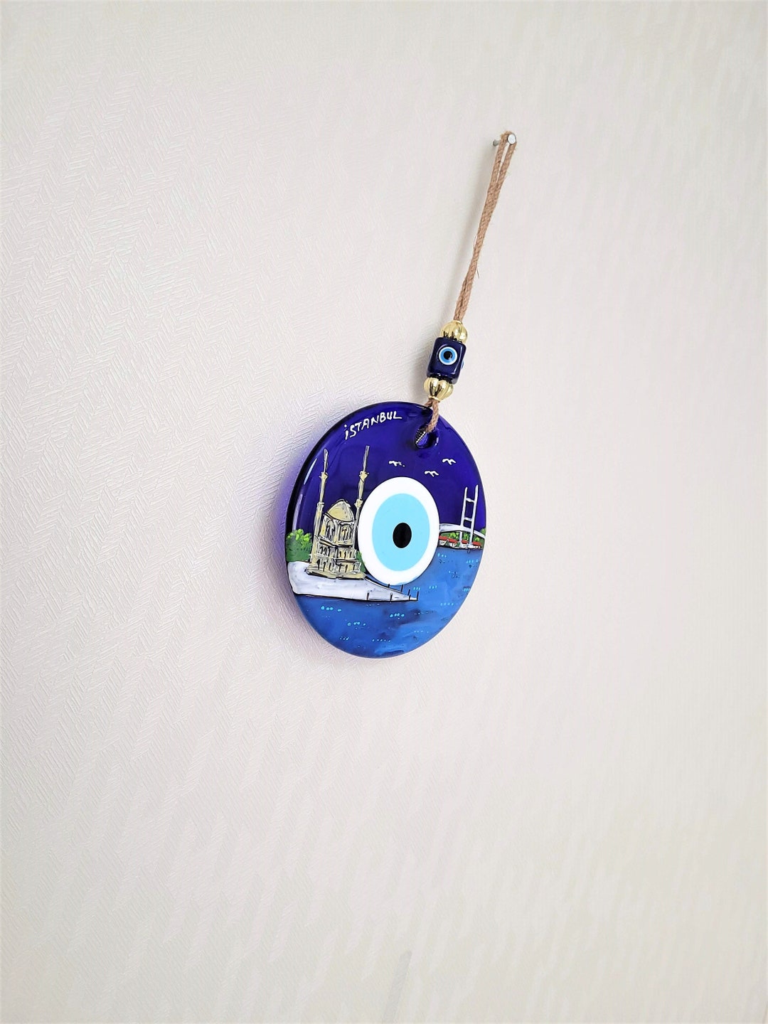 Hand-painted Istanbul Bosphorus Evil Eye Wall Hanging: Nazar Amulet ...
