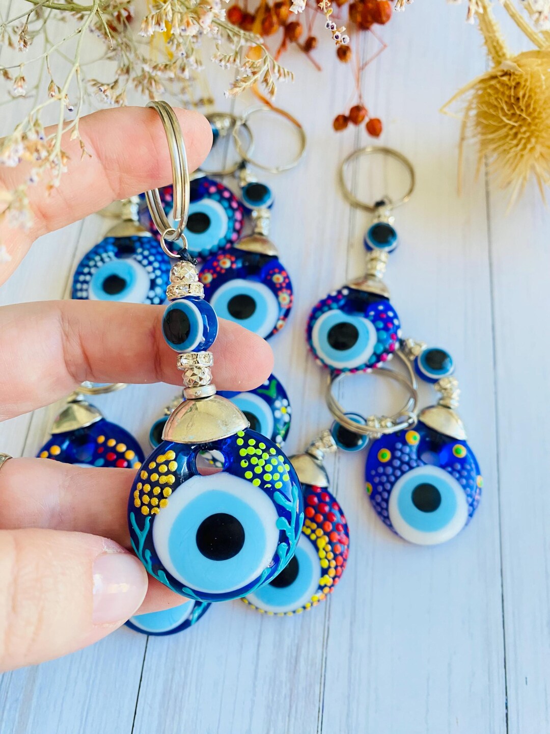 Bulk Evil Eye Keychains - Nazar & Mati Charm - Christmas Gifts, Tree ...