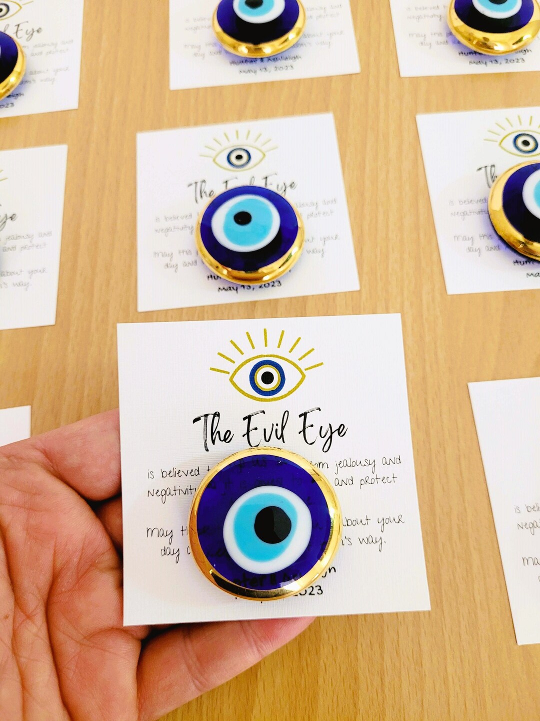 Gold Evil Eye Magnet Favors With Personalized Evil Eye Cards,greek ...