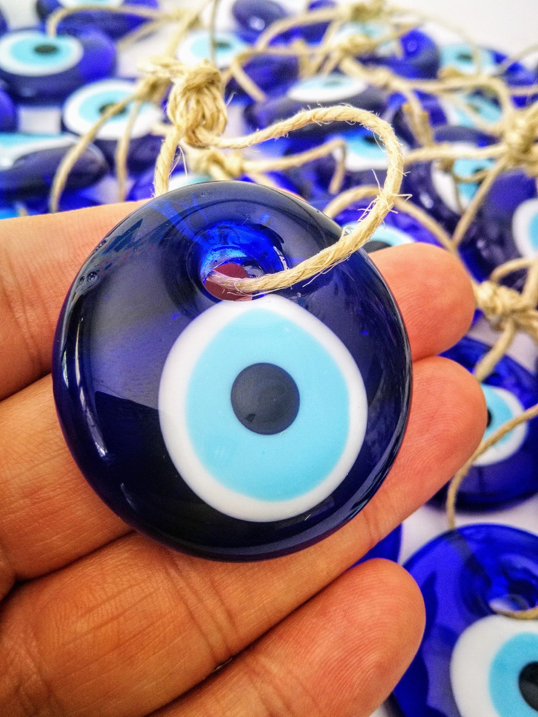 100 Pcs Evil Eye Bead With Hemp Rope,wedding Favors,greek,evil Eye ...