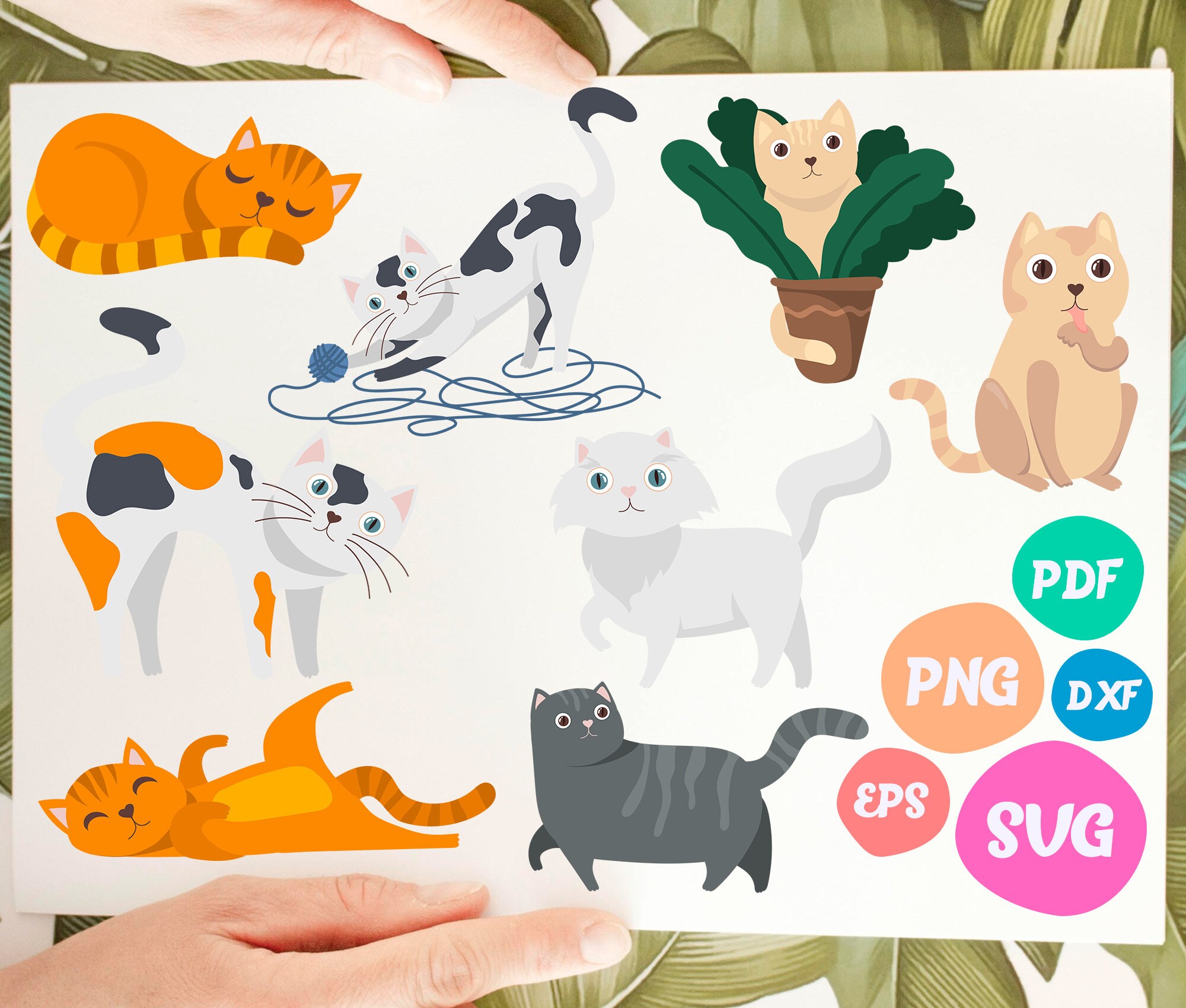 Cats Svg, Cat Silhouettes SVG, Cat Shapes Clip Art Bundle, Cat Files ...