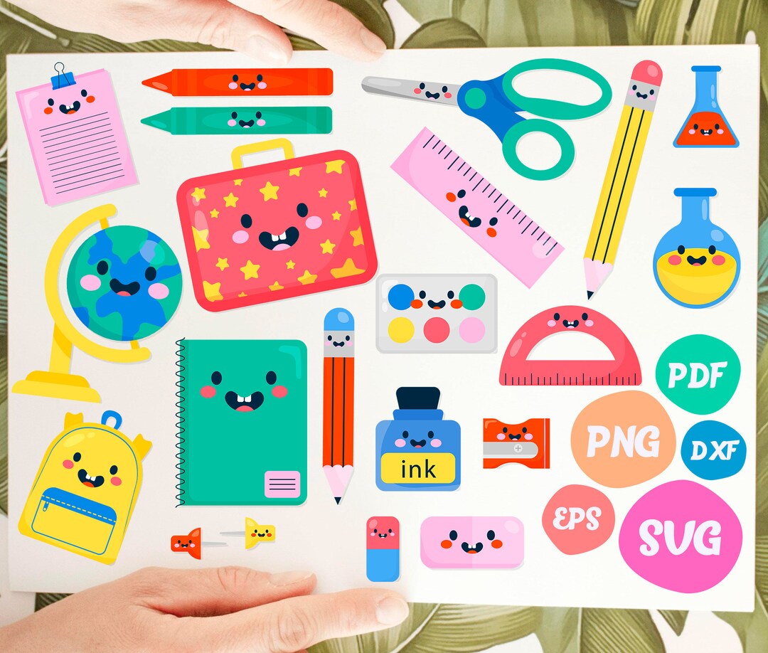 Kawaii School Svg,kawaii School Clipart Svg,school Bundle Svg,school ...