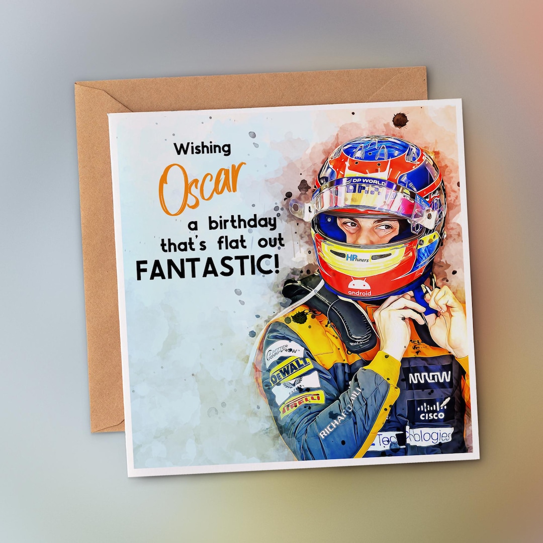 Personalised Oscar Piastri Birthday Card With Custom Name and Message ...
