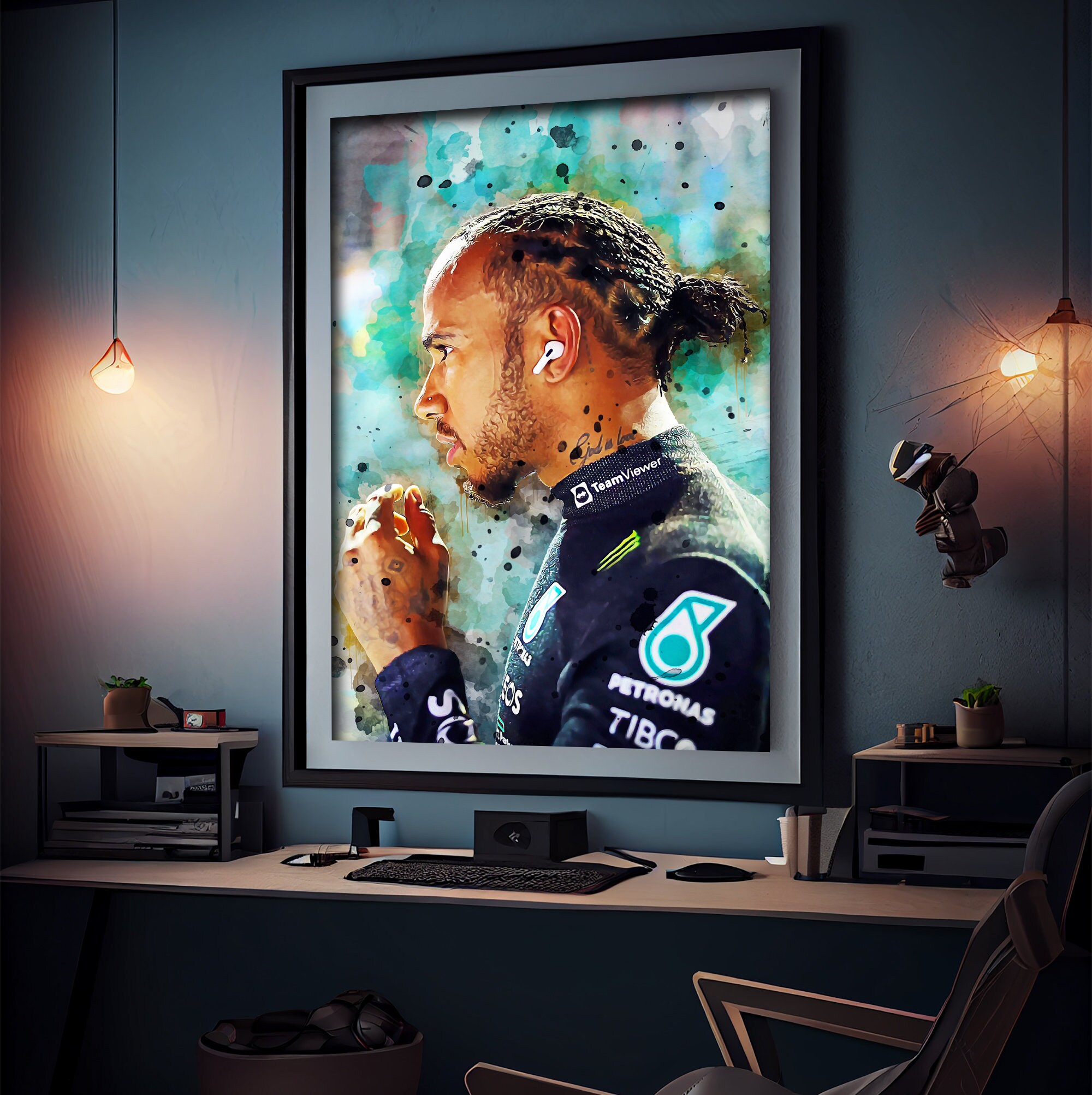 Lewis Hamilton F1 Portrait Poster | Mercedes AMG Racing Art - Etsy UK