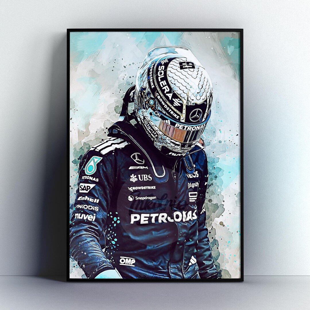 George Russell Poster Mercedes F1 Print - George Russell Helmet Year of ...