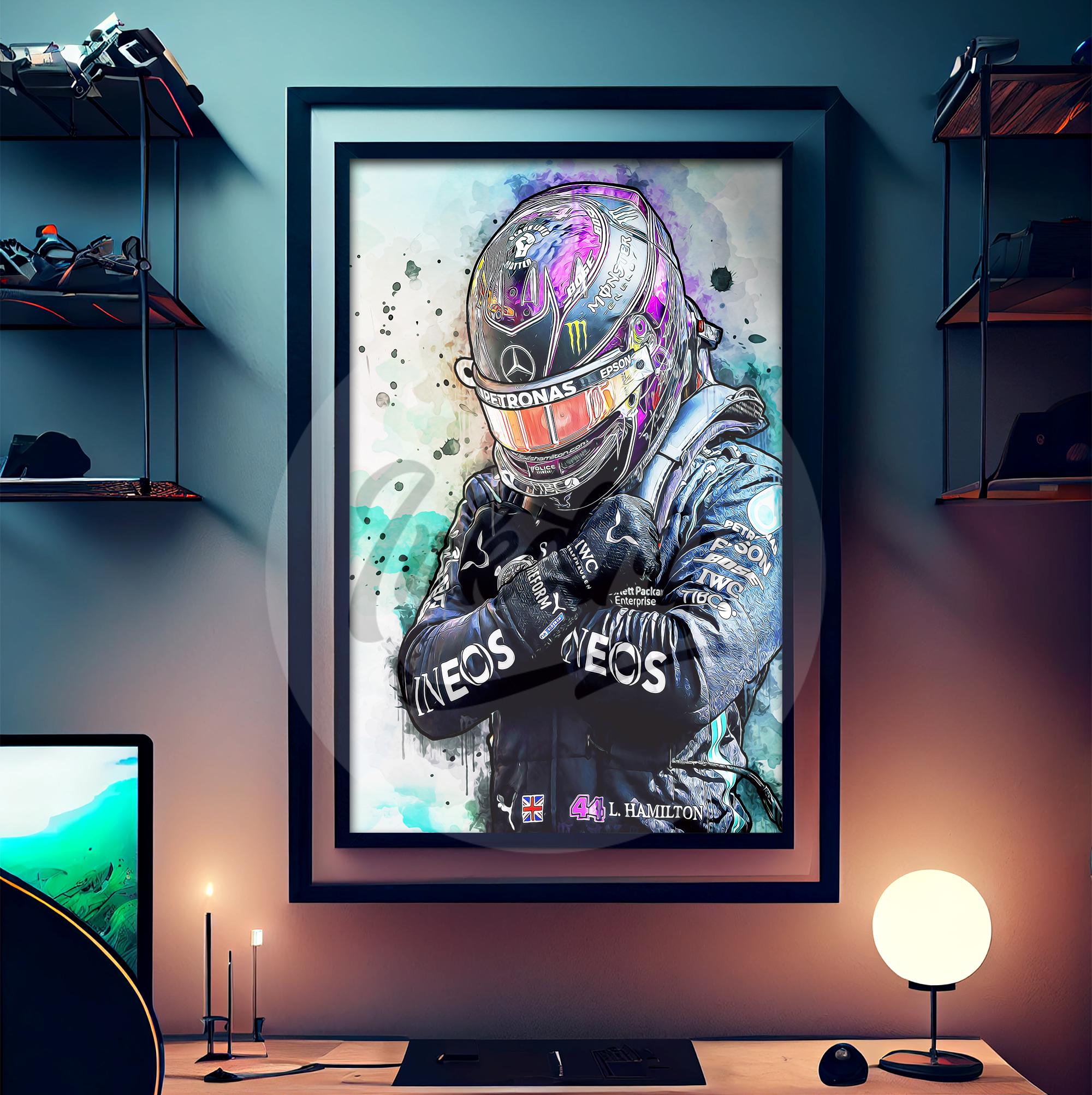 Lewis Hamilton F1 Poster: Wakanda Forever Pose, Mercedes AMG Art Print ...