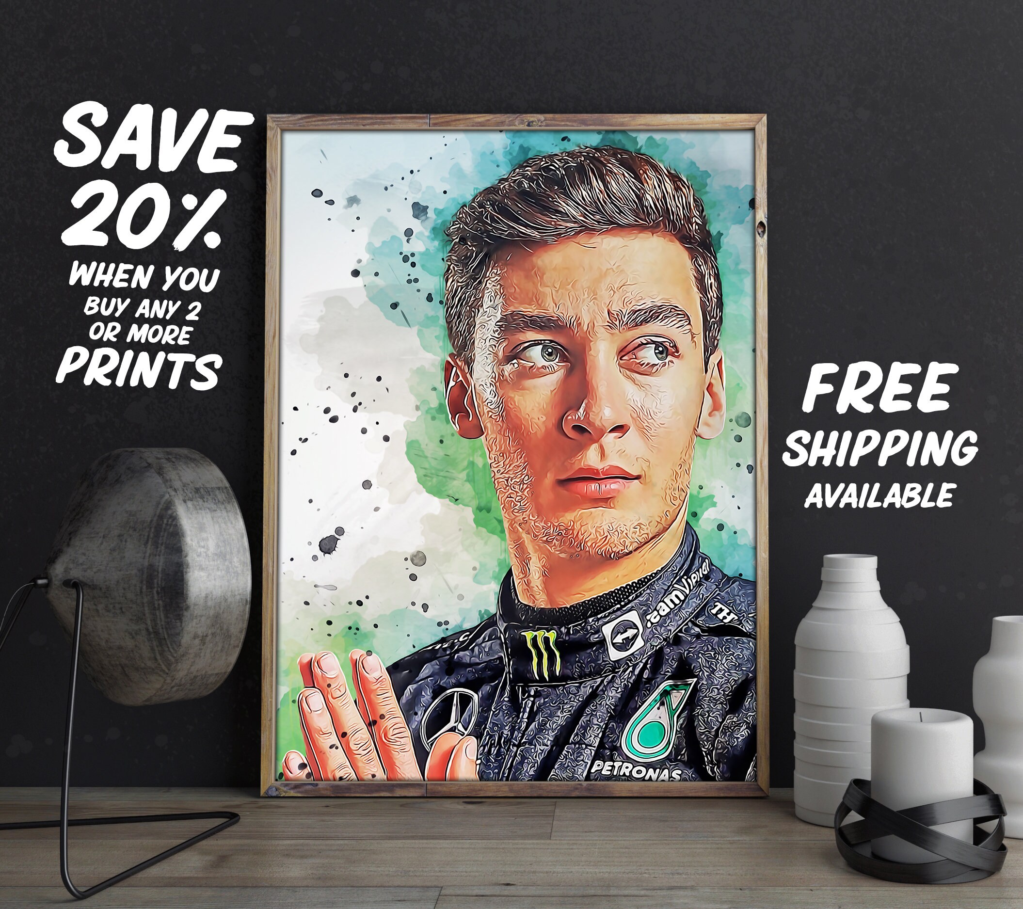 George Russell Poster Mercedes AMG F1 Formula One Wall Art - Etsy UK