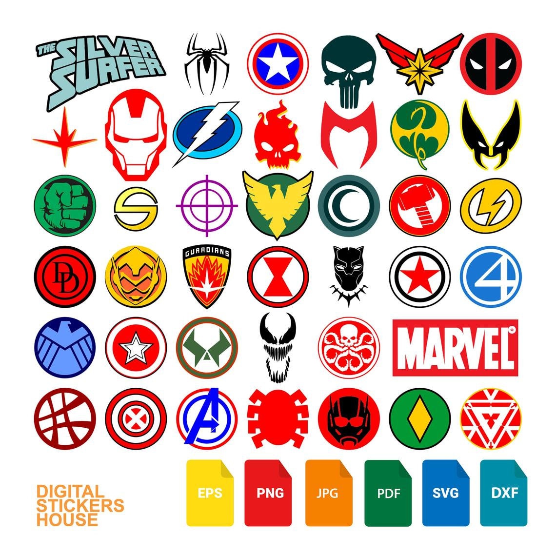 40 Marvel Comic Super Hero Logo Svg Best Clipart For School Etsy