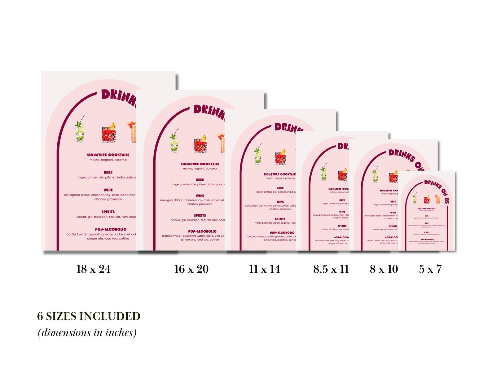 Modern Arch Signature Cocktail Template (printable) - Wedding Bar Menu ...