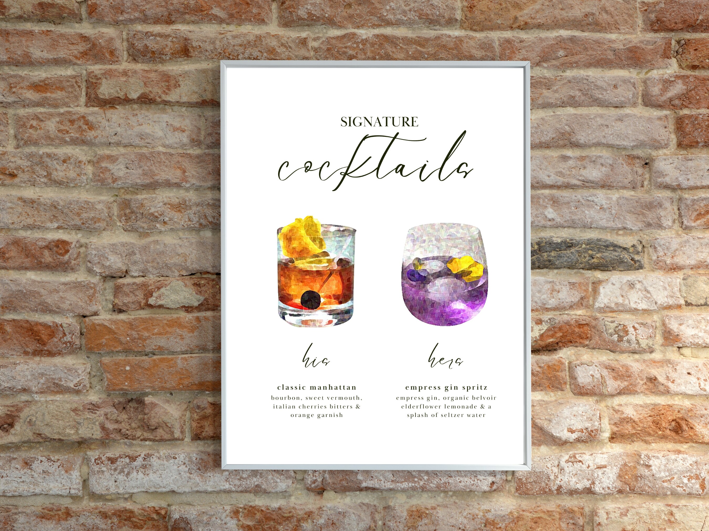 Classic Signature Cocktail Sign Template (printable) - Wedding Bar Menu ...
