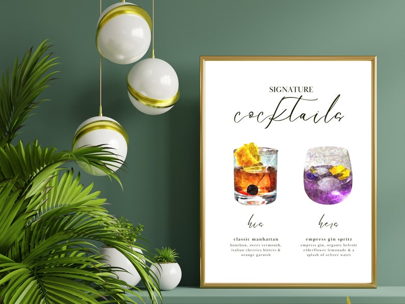 Classic Signature Cocktail Sign Template (printable) - Wedding Bar Menu ...