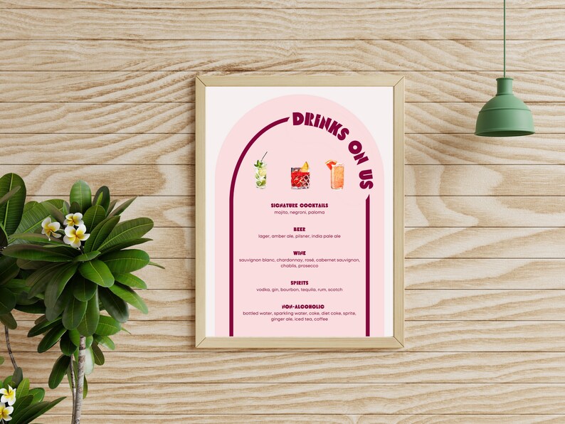 Modern Arch Signature Cocktail Template (printable) - Wedding Bar Menu ...