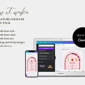 Modern Arch Signature Cocktail Template (printable) - Wedding Bar Menu ...