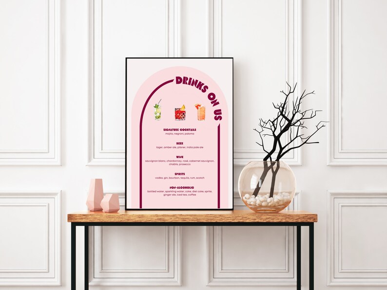 Modern Arch Signature Cocktail Template (printable) - Wedding Bar Menu ...