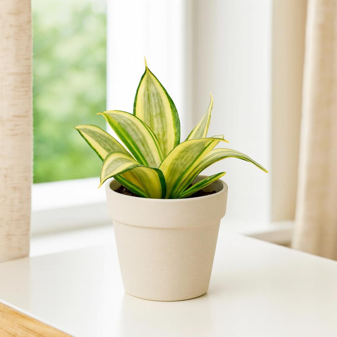 Gold Star Snake Plant: Variegated Sansevieria, Easy Care Indoor Plant ...