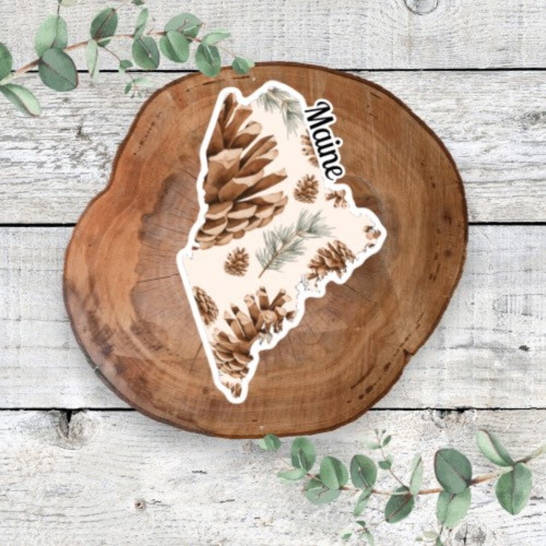 Maine State Flower Sticker Pine Cone Floral Sticker Travel - Etsy