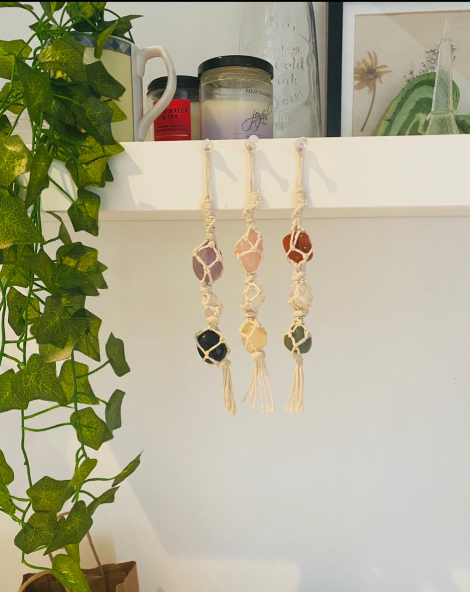 Macrame Crystal Keychain - Etsy