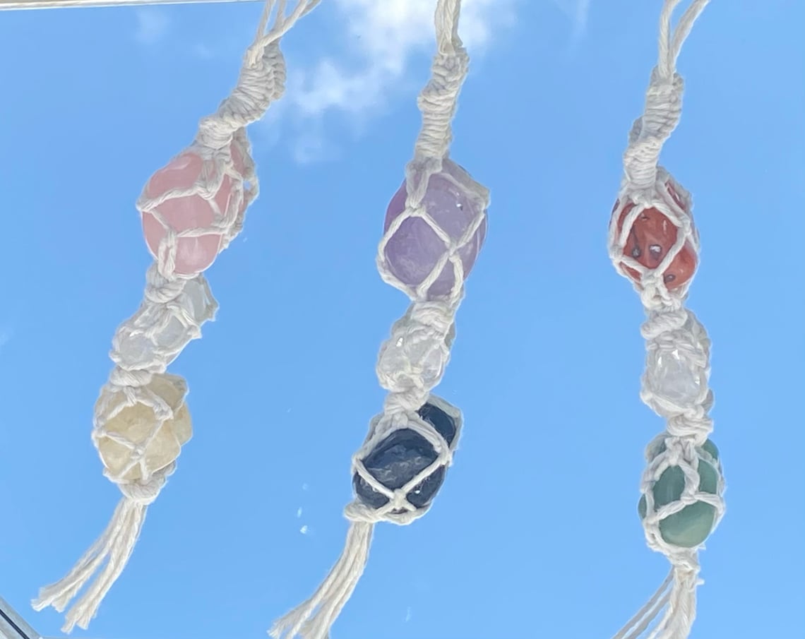 Macrame Crystal Keychain - Etsy