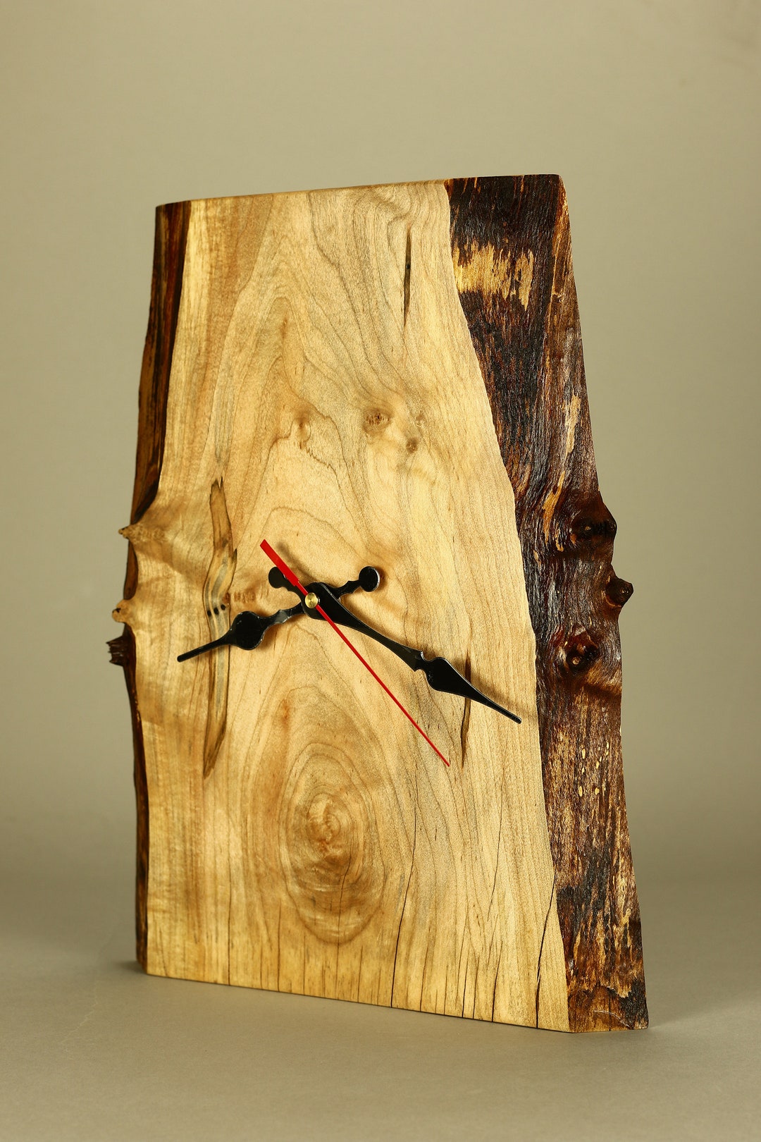 Live Edge Ambrosia Maple Clock - Etsy