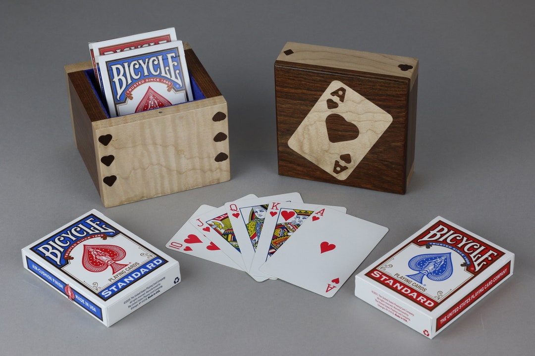 Handcrafted Wooden Playing Card Box: Quilted Maple & Rosewood, Magnetic ...