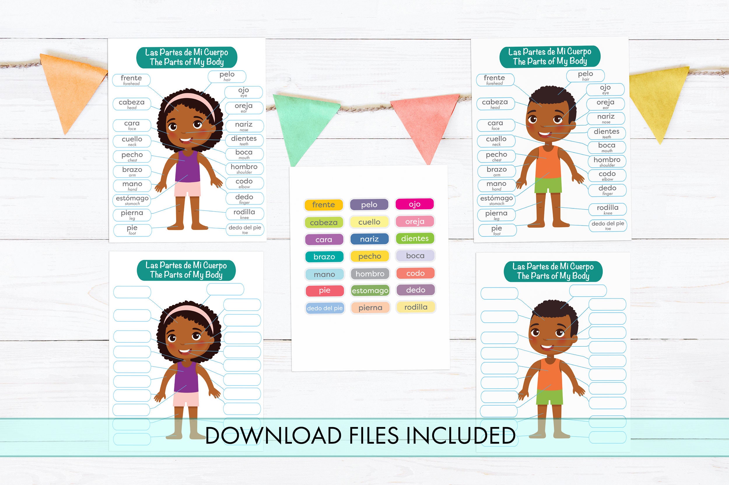 Learn Spanish | Body Parts Learning Activity | Bilingual Spanish ...