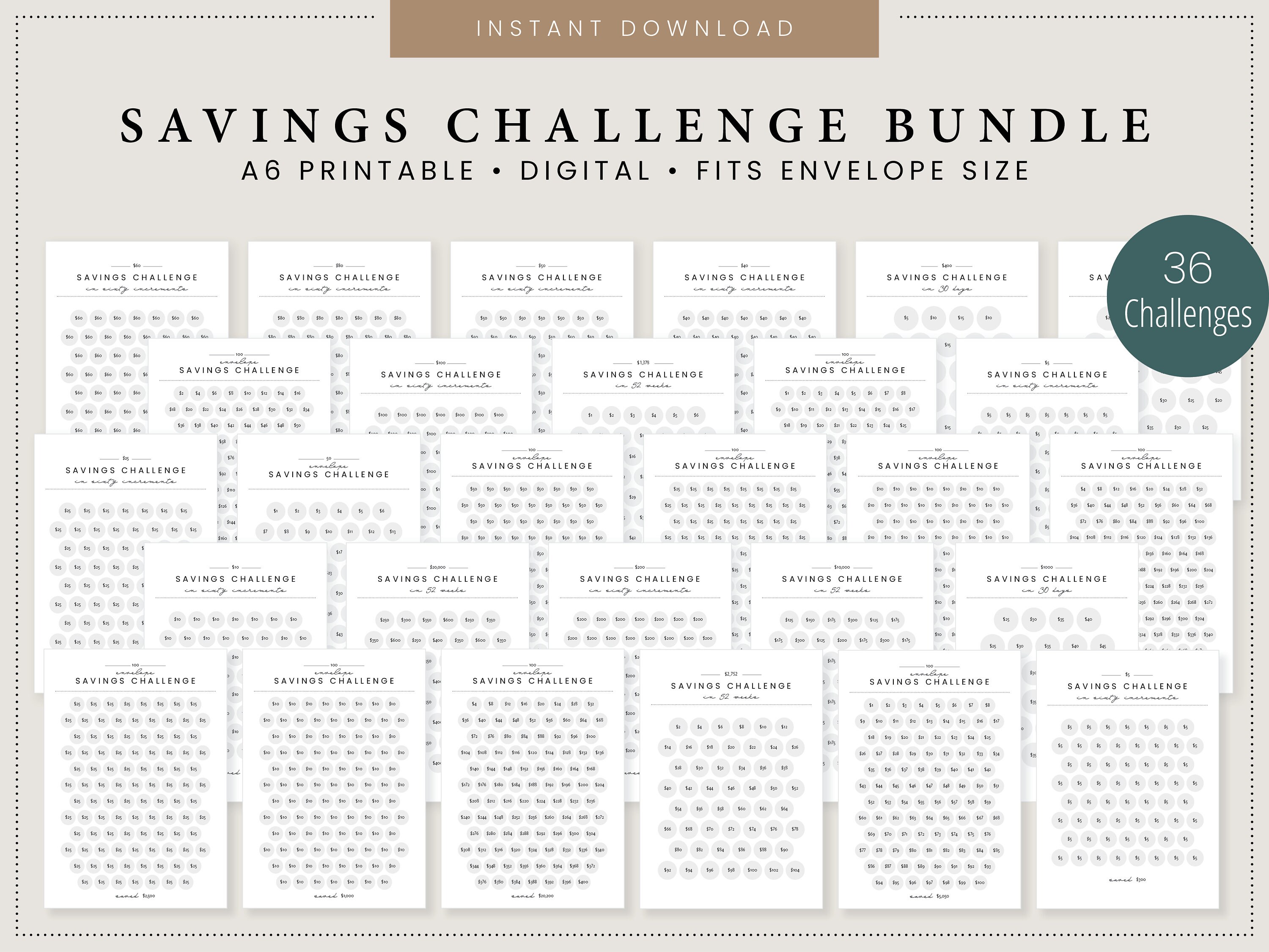 Saving Challenge Mega Bundle Printable Savings Challenge A6 Sized ...