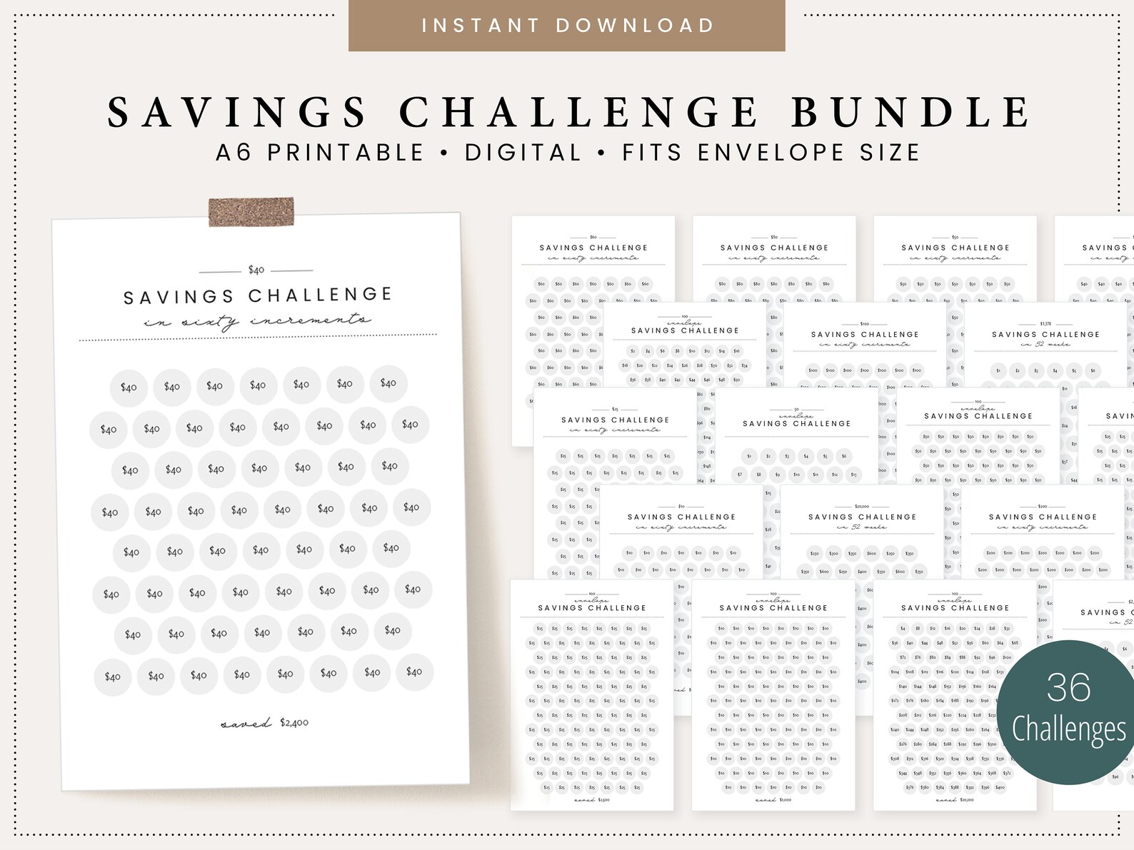 Saving Challenge Mega Bundle Printable Savings Challenge A6 Sized ...