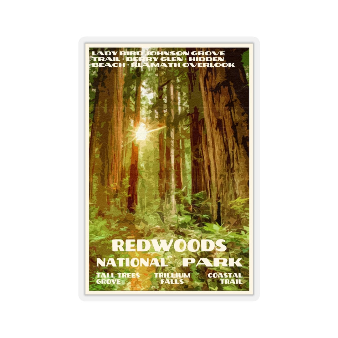 Vintage National Park Sticker REDWOODS NATIONAL Park National Park ...