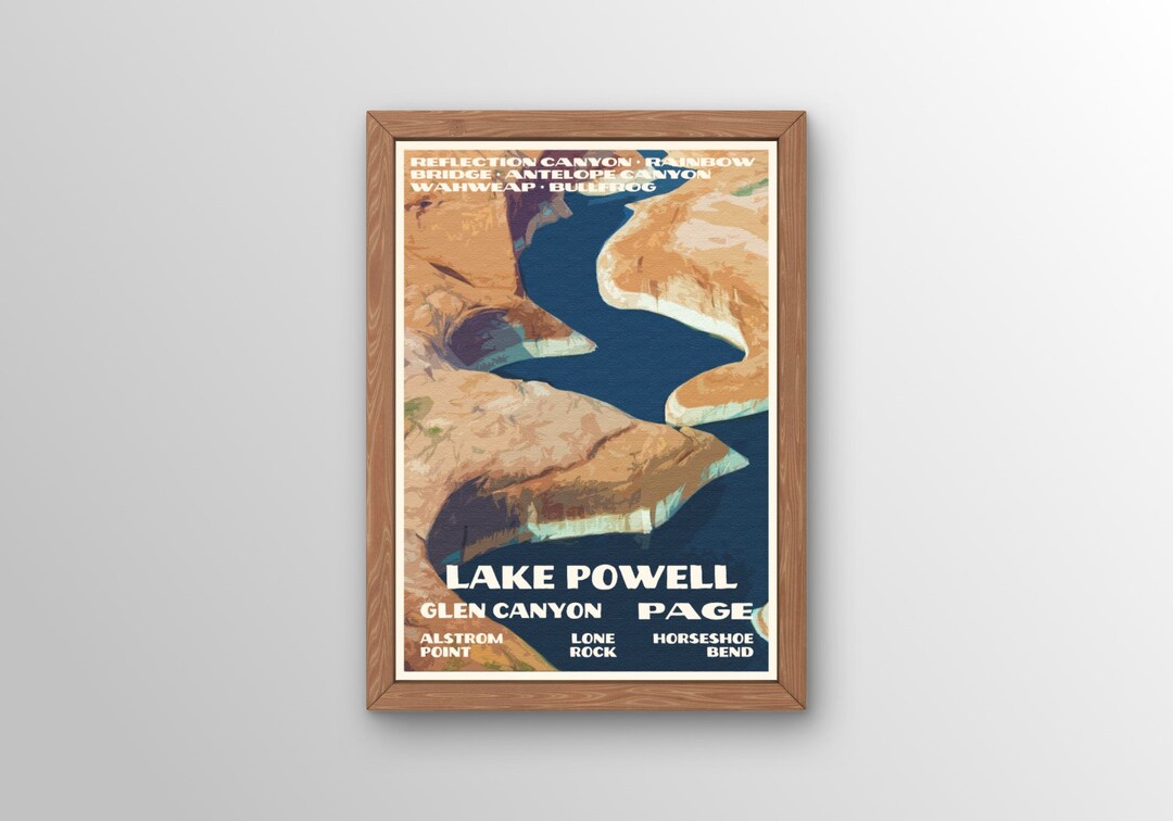 Vintage National Park Poster LAKE POWELL Glen Canyon Rec Area John Muir ...