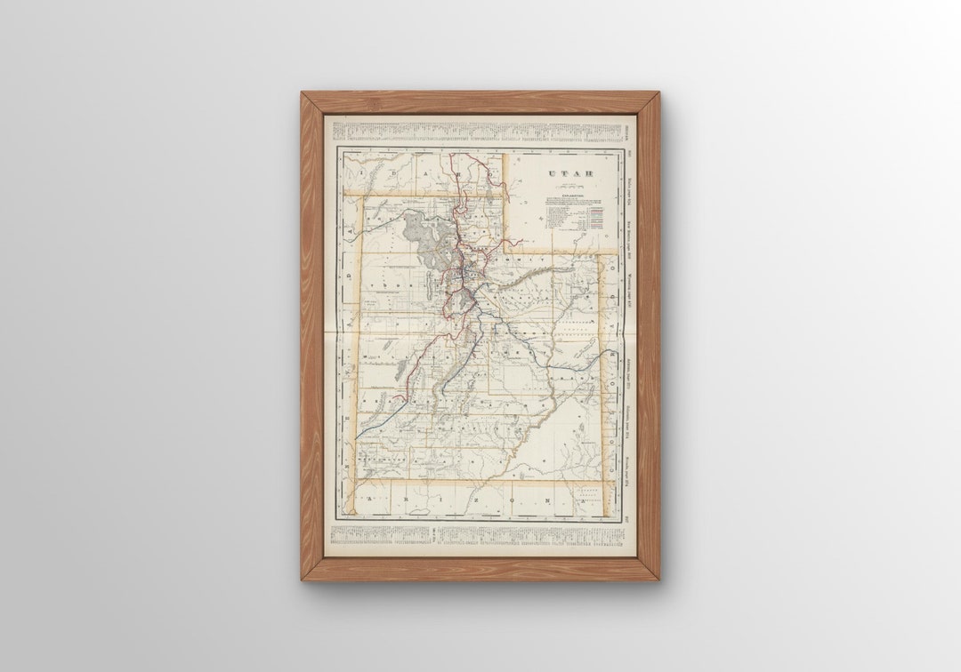 Vintage Geographic Utah Map Vintage Maps 1900 Vintage International ...