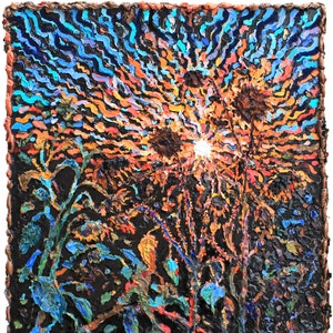 Sunflower Flowers Acrylic Painting, Original Psychedelic Art ...