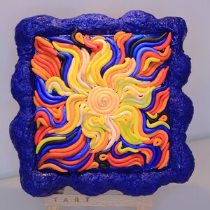 Surrealism Polymer Clay Sculpture, Small Sun Decor, Abstract Sunset ...