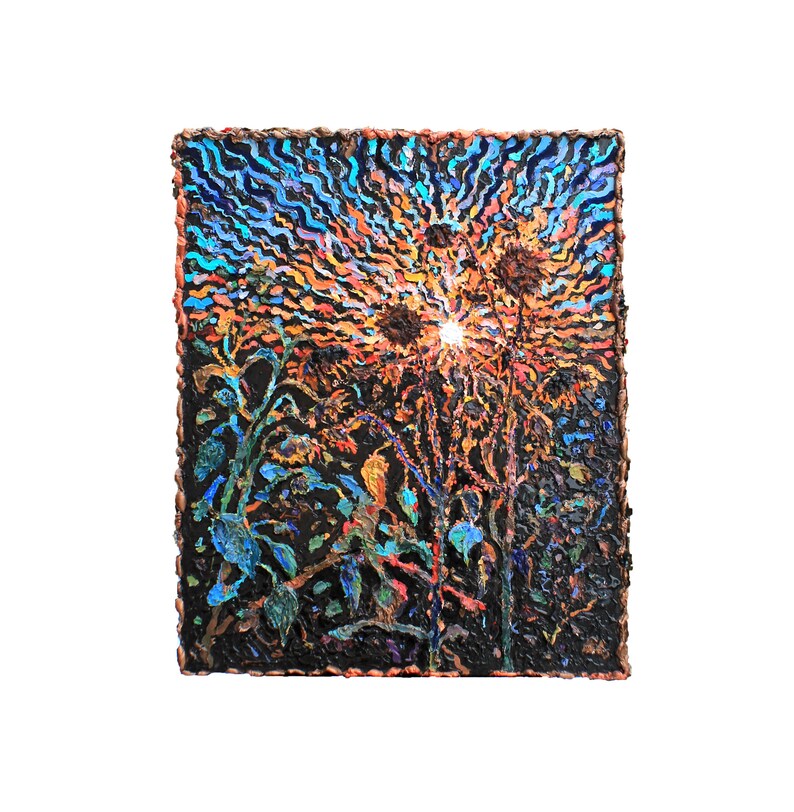 Sunflower Flowers Acrylic Painting, Original Psychedelic Art ...