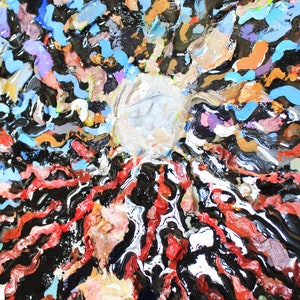 Thistle Flowers Acrylic Texture Painting, Botanical Psychedelic Art ...