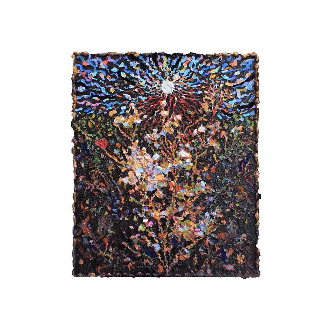 Thistle Flowers Acrylic Texture Painting, Botanical Psychedelic Art ...