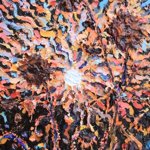 Sunflower Flowers Acrylic Painting, Original Psychedelic Art ...