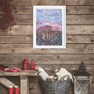 Hogweed Poisonous Plant Watercolor Artwork, Red Flowers Painting on Sunset Wall Art, Original ...