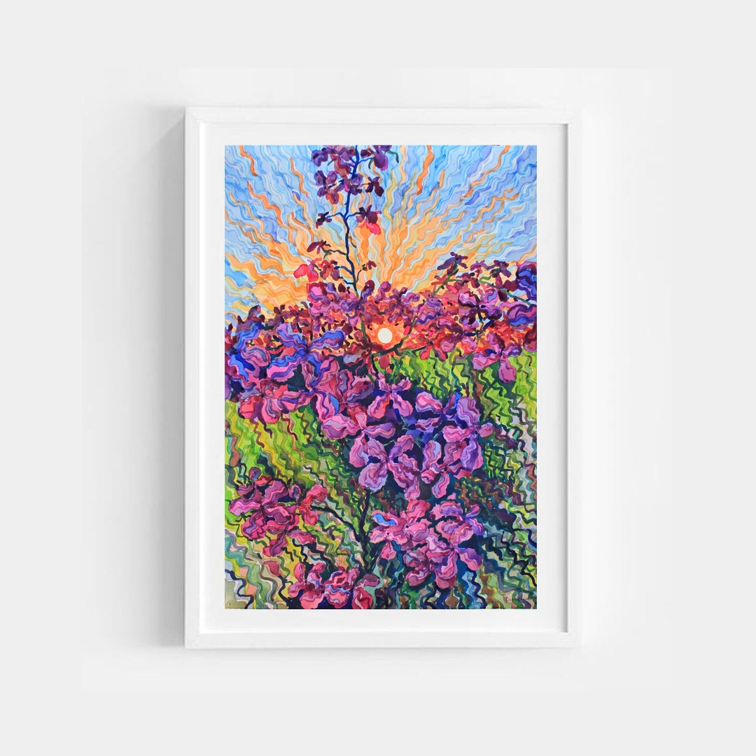 Dame's Rocket Purple Flowers Watercolor Original Painting, Wildflowers ...